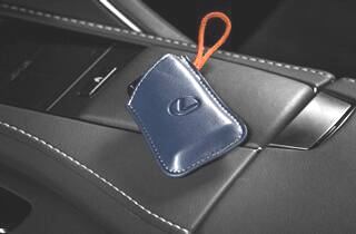 Genuine Lexus Blue Leather Smart Access Key Glove (Orange Loop / Silve ...