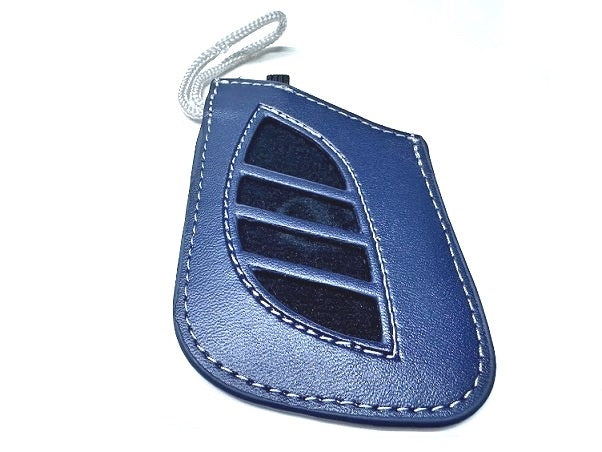 Genuine Lexus Blue Leather Smart Access Key Glove (Silver Loop / Silve ...