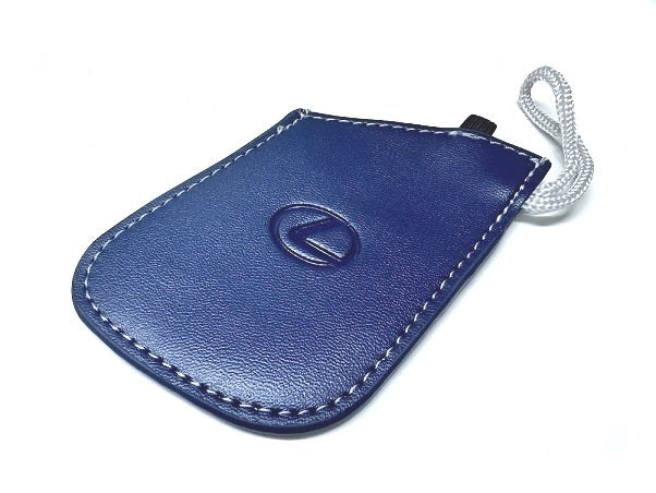 Genuine Lexus Blue Leather Smart Access Key Glove (Silver Loop / Silve ...
