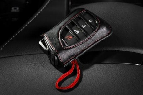 Genuine Lexus Black Leather Smart Access Key Glove (Red Loop / Red Sti ...